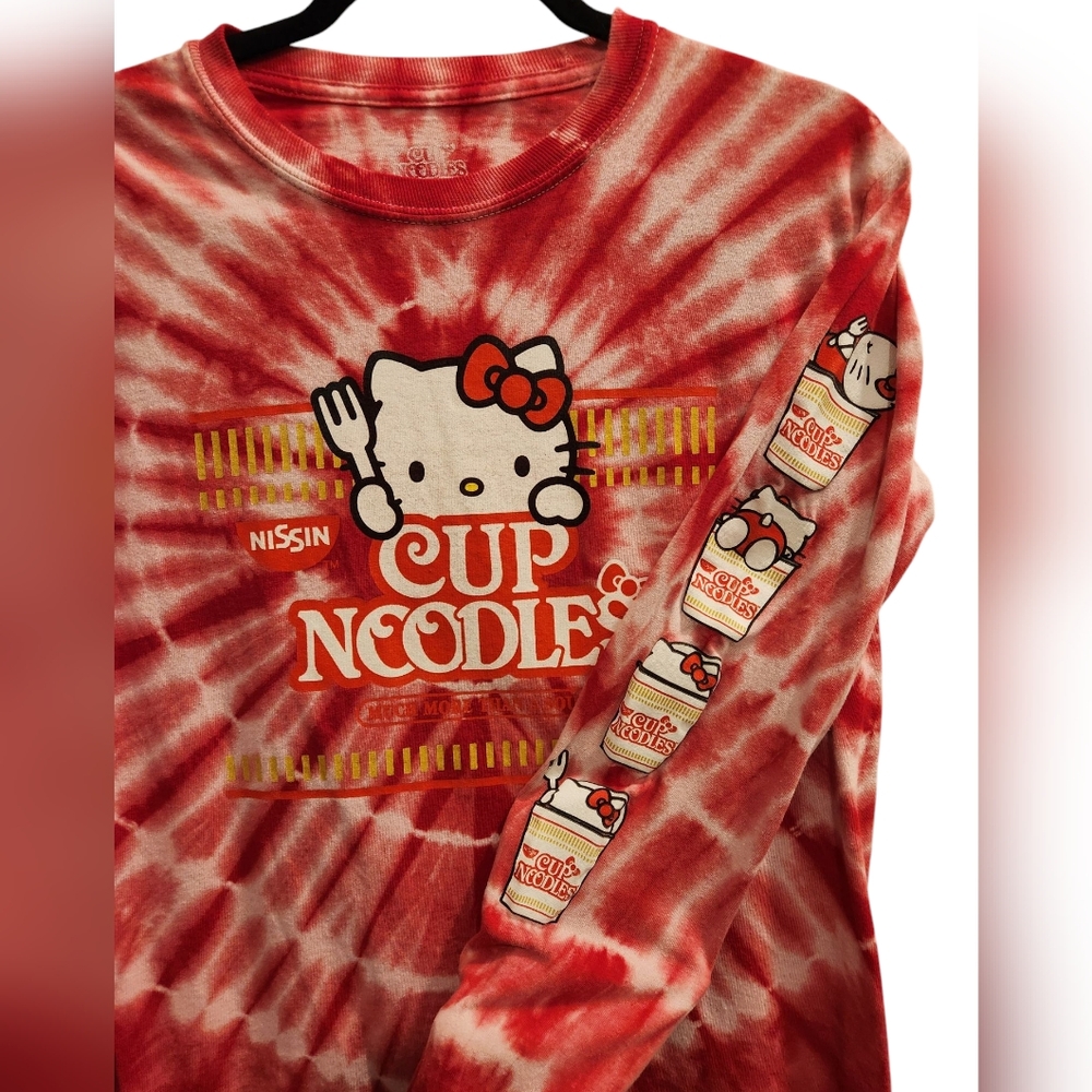 Cup Noodles X Hello Kitty Collab Red Tie Dye Long Sle… - Gem